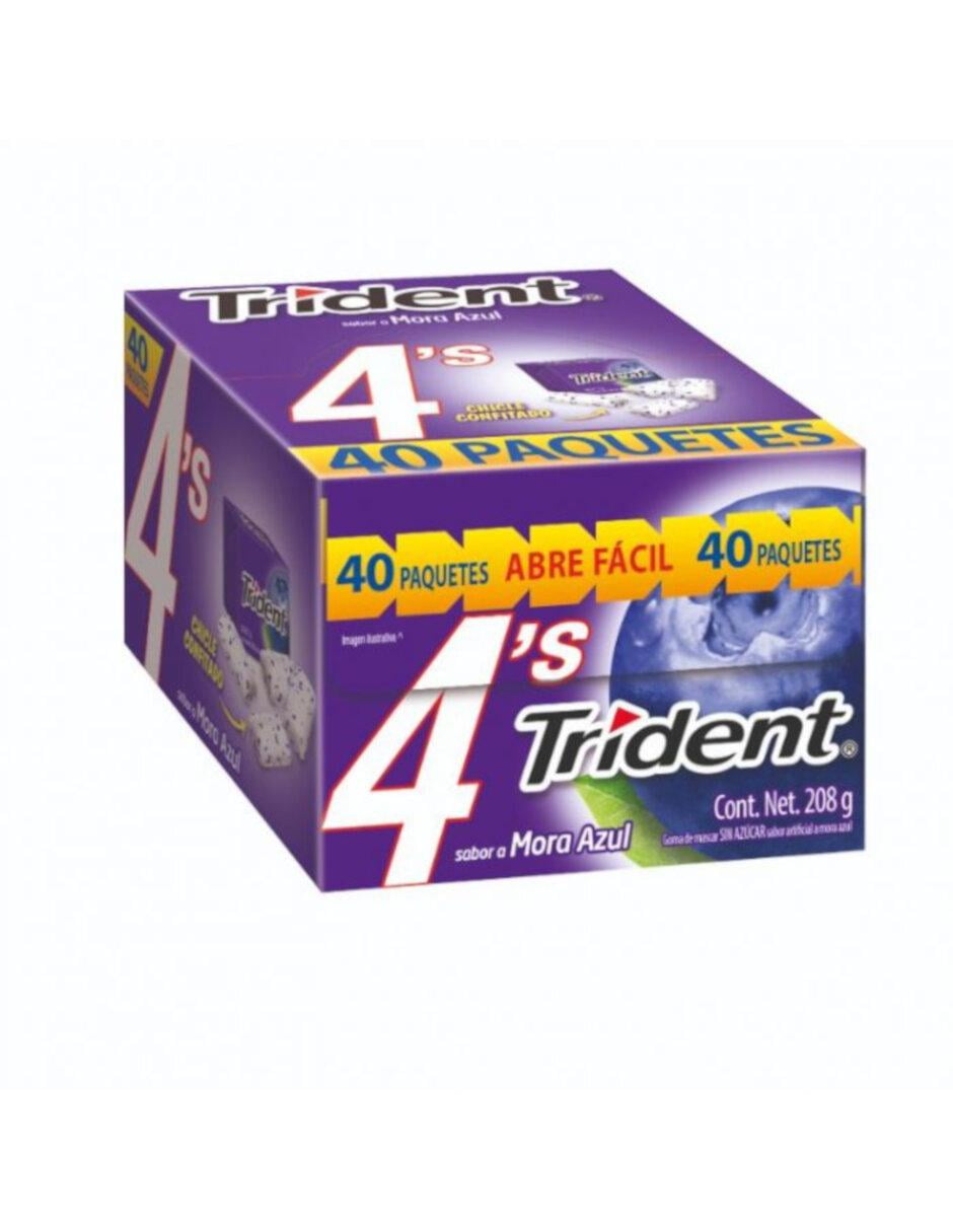 Pack de 40 Chicle Trident White 4's Mora Azul de 40 piezas Trident Mora ...