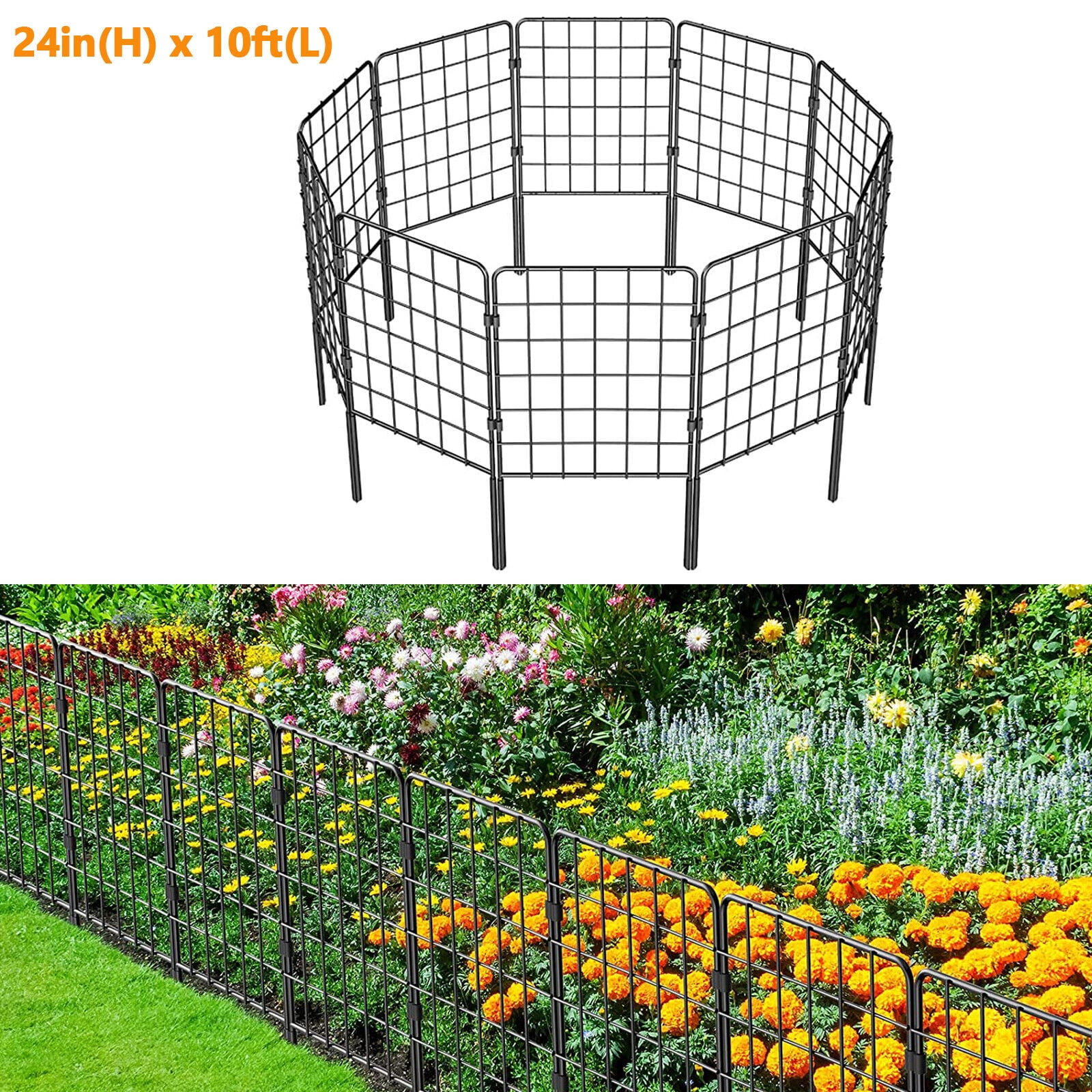 10 Pack Metal Garden Fence Animal Barrier Fence Panels Rustproof for ...
