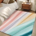 Abstract Line Texture Washable Area Rug 4x6 Pink Blue Yellow Watercolor ...