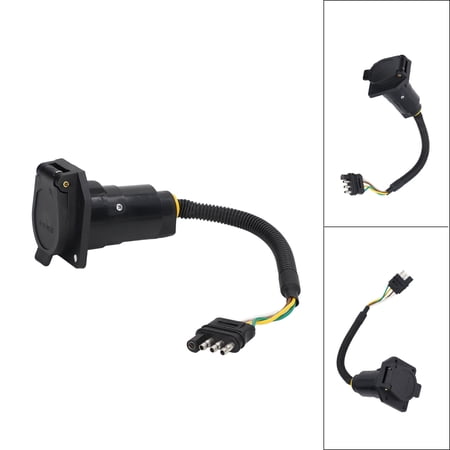 Trailer Connector Black ,4 Pin To 7 Pin Trailer Plug Adapter Black ...