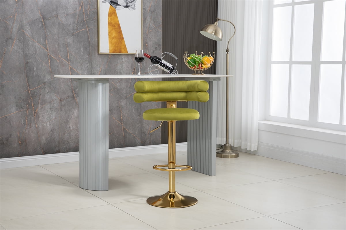 Modern Bar Stool with Golden Footrest,Height Adjustable Swivel Armless ...