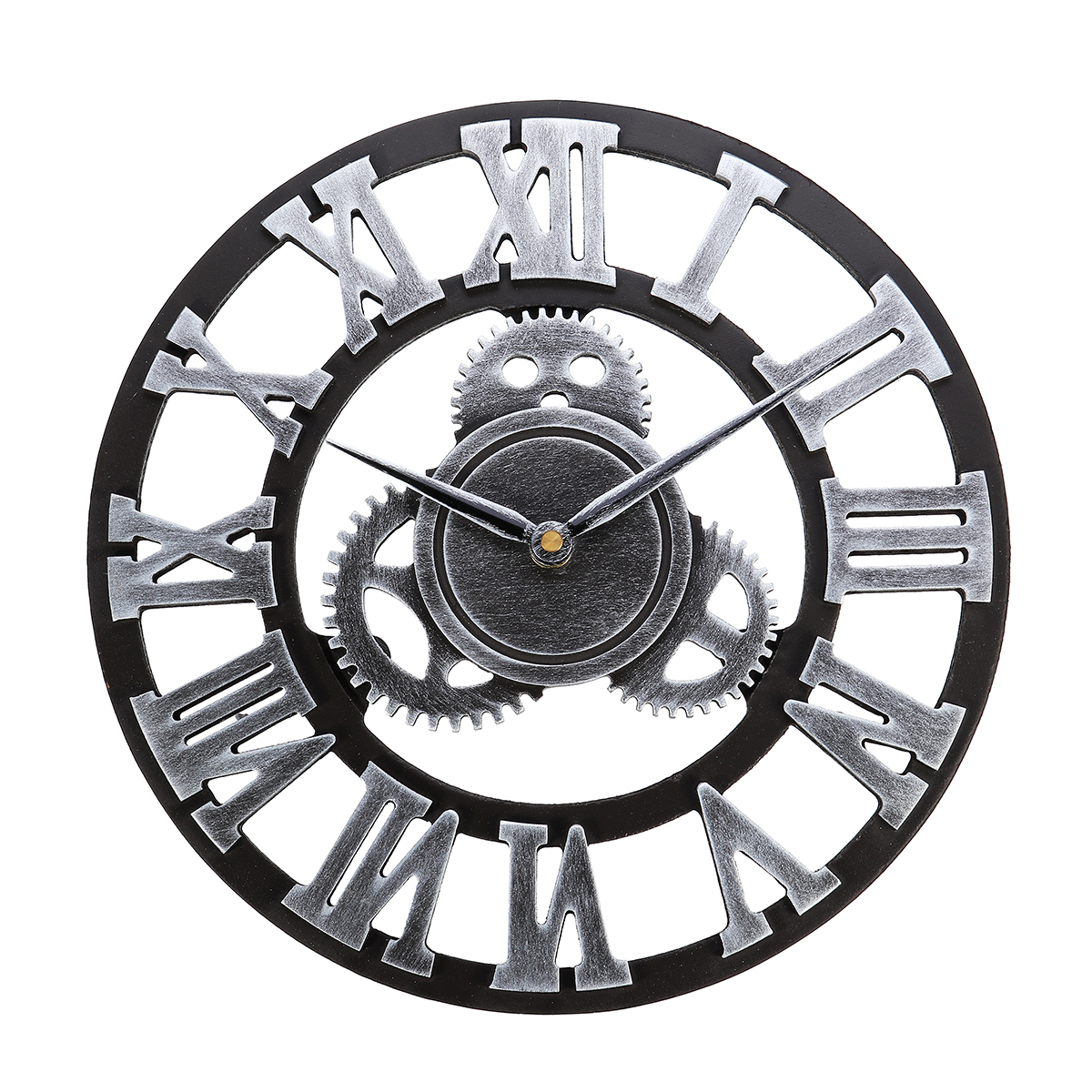 Industrial Gear Wall Clock,Round 3D Roman Numerals Wall Clock Retro ...