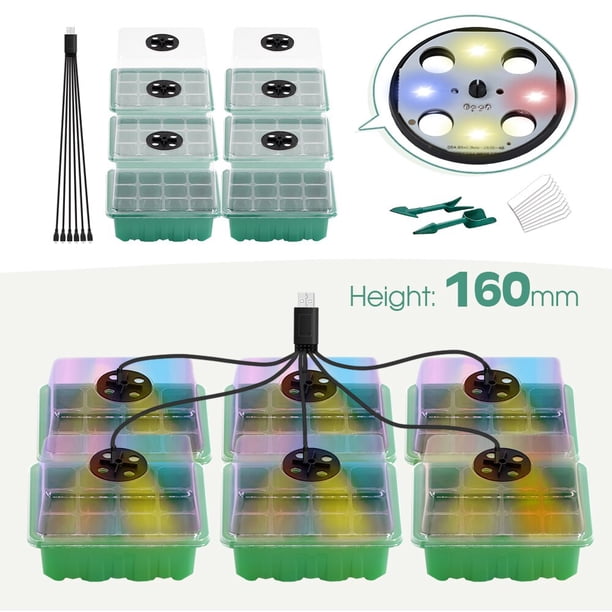 Durable Seed Start Kit Red Blue Warm 3-Color Lights Grow Light Plant ...