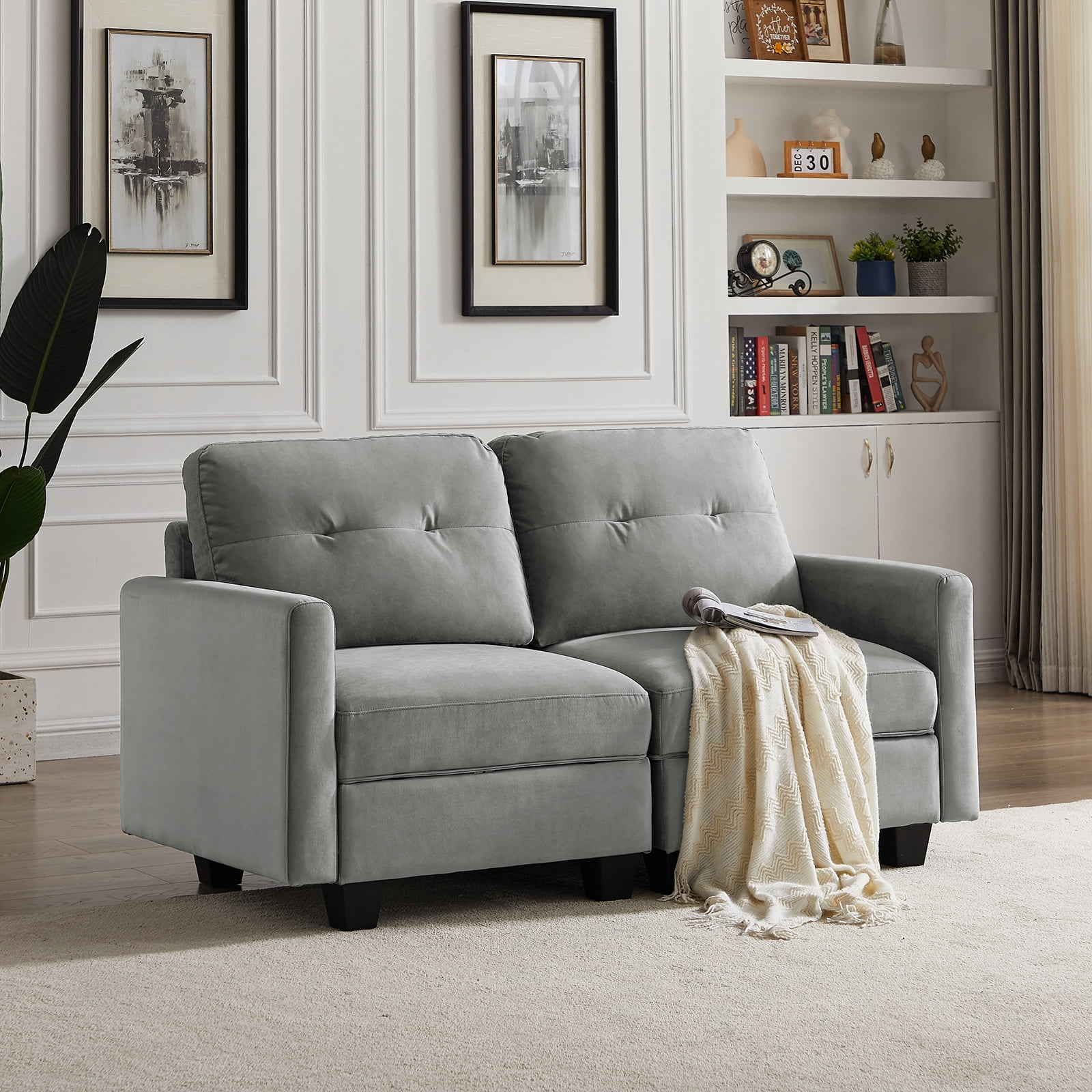 Lecut Loveseat Mid Century Velvet Modular Loveseat 2 Seater Sofa Couch ...