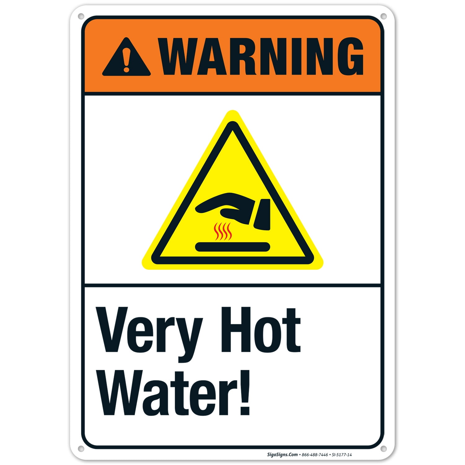 Very Hot Water Sign, ANSI Warning Sign, - Walmart.com