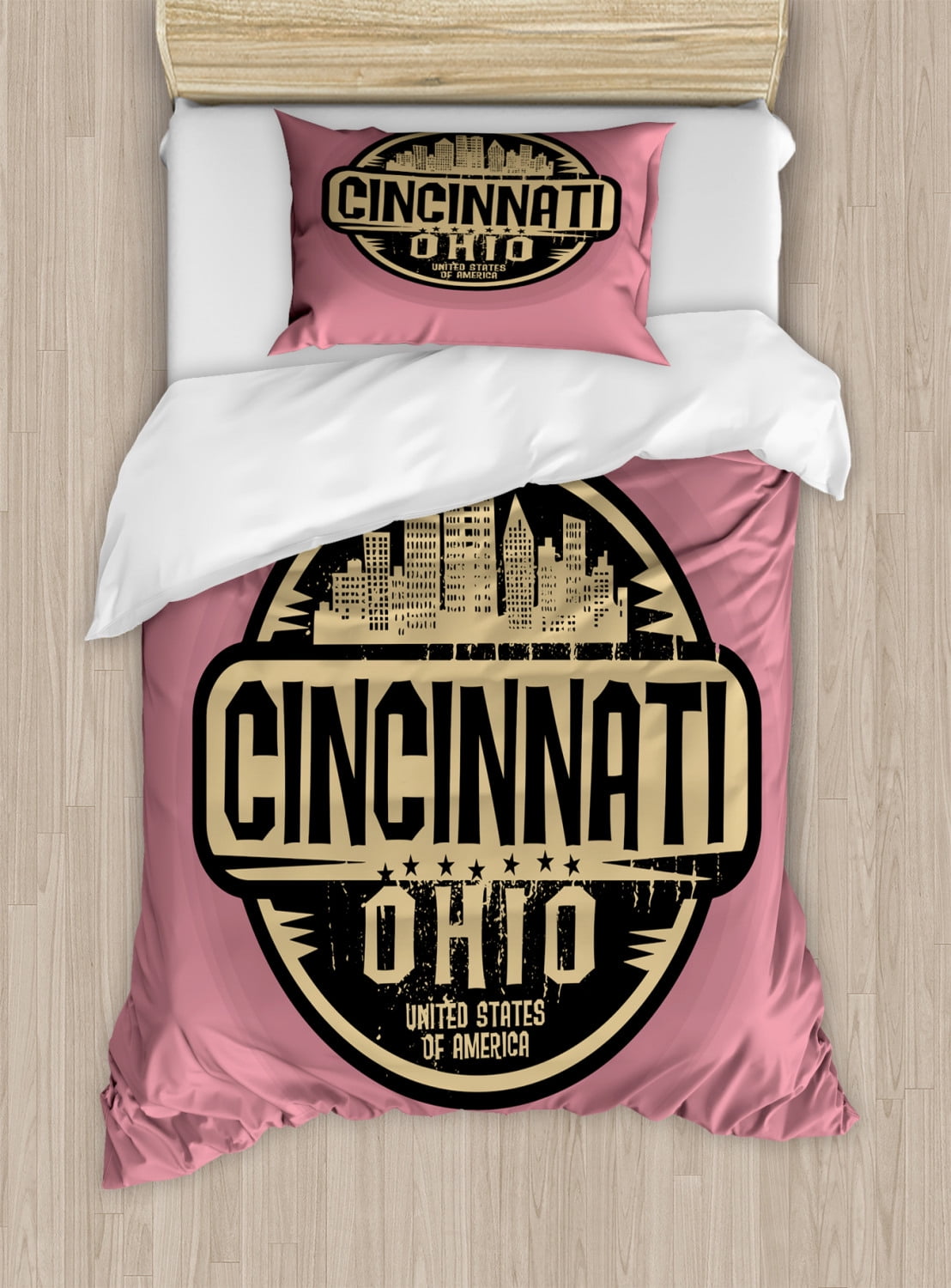 Cincinnati Duvet Cover Set Twin Size, Illustration of Cincinnati ...