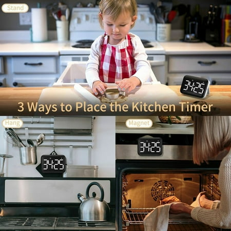 Digital Kitchen Cooking Timer LED Display Cooking Countdown Shower Loud ...