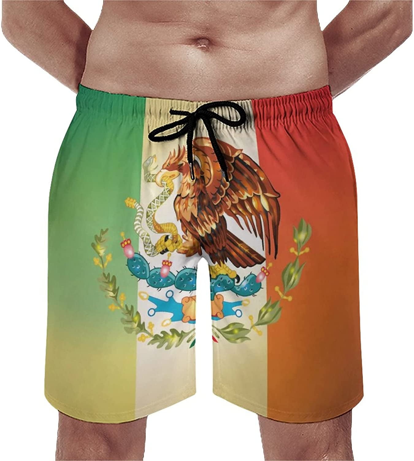 Men's Mexico-Flag-Gradient Swim Trunks Quick Dry Bathing Suit Casual ...