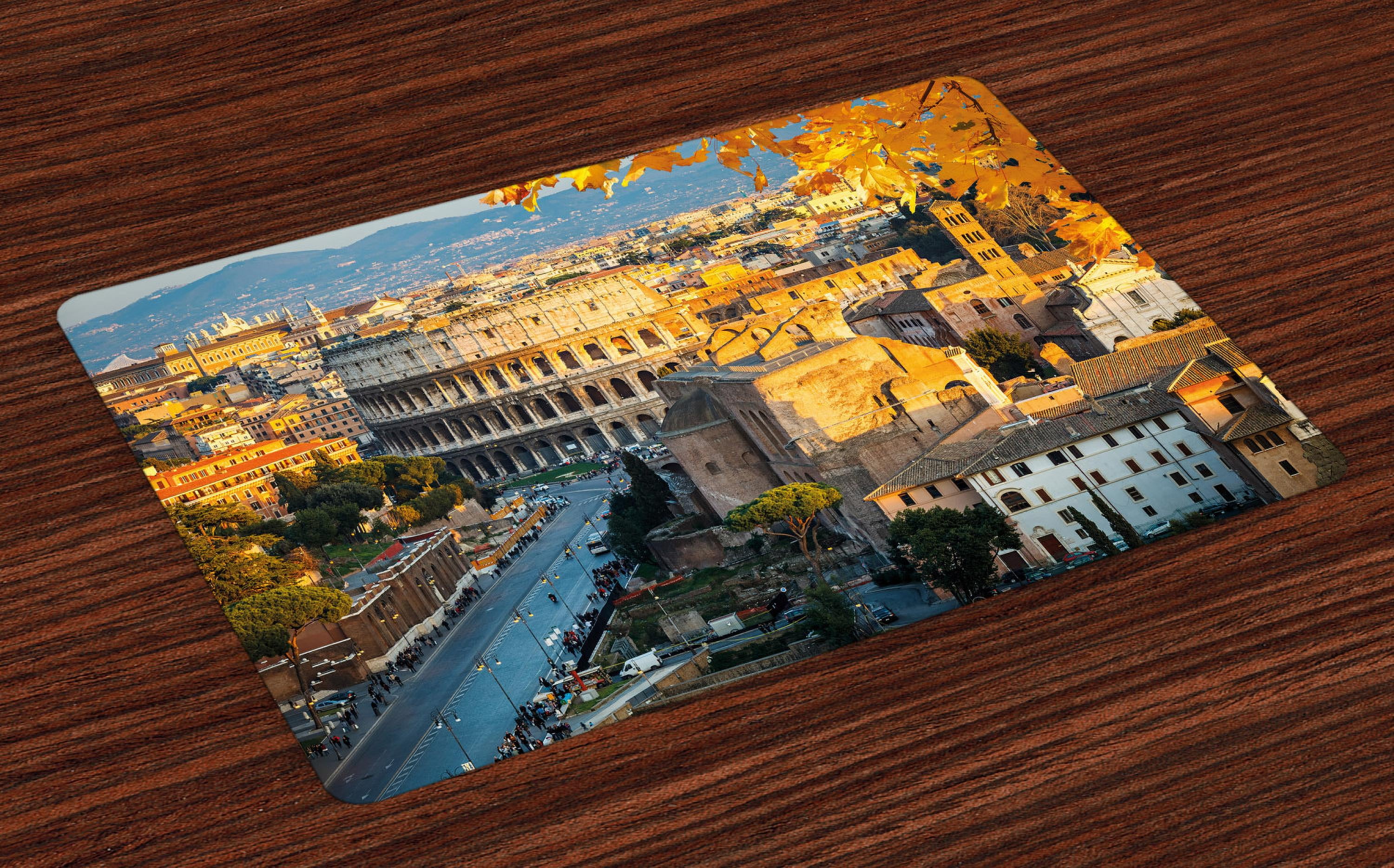 Ambesonne Italy Place Mats Set of 4, Colosseum View in Rome, Standard ...