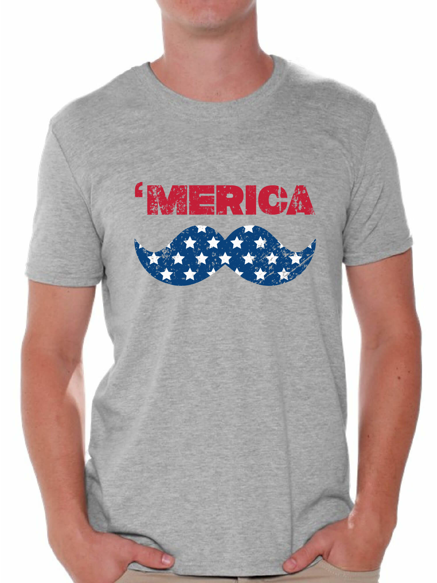 Awkward Styles Men's Merica Graphic T-shirt Tops USA Flag Mustache ...