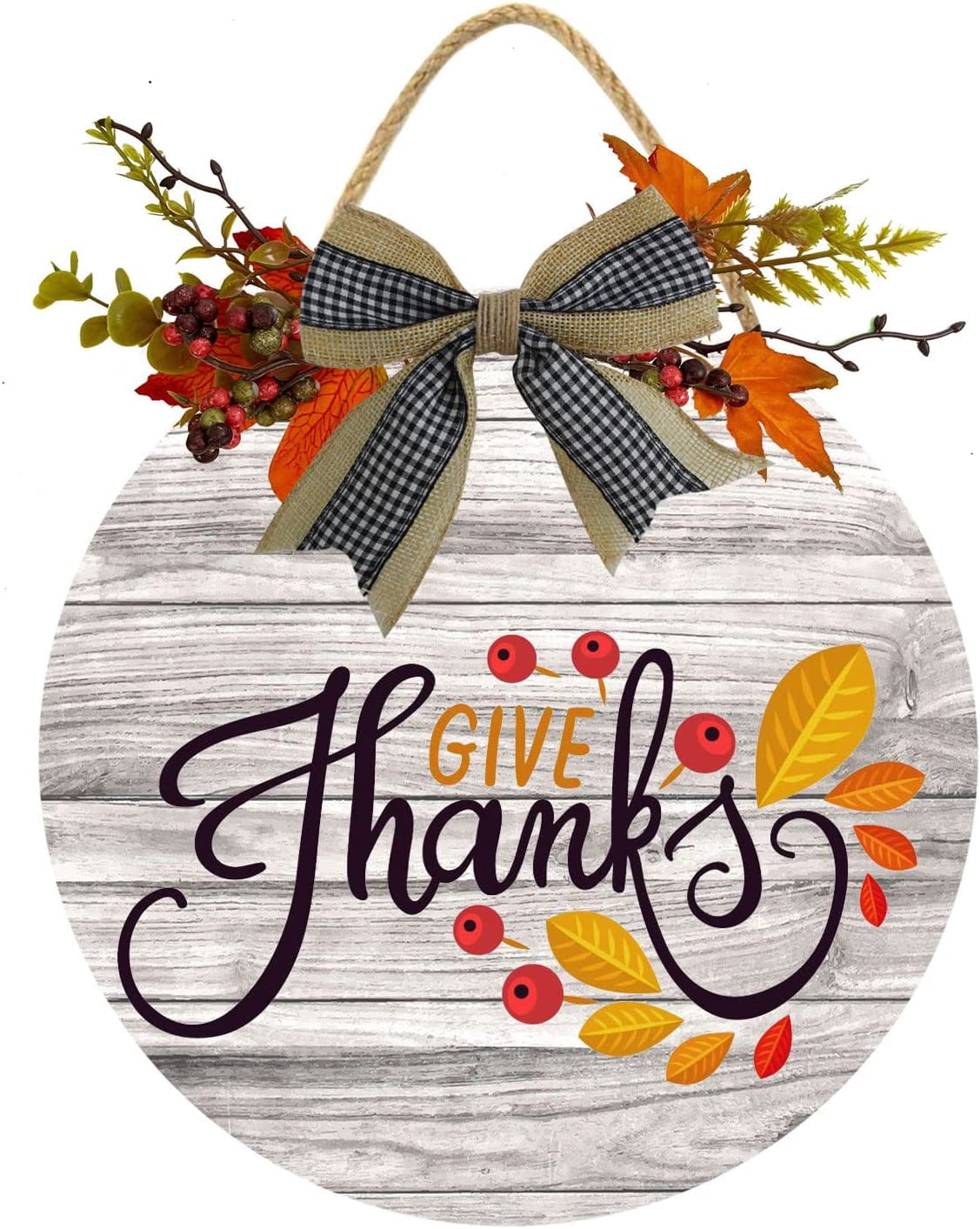 Eveokoki 11" Givethanks Sign Plaque Front Door Decoration Vintage Hello ...