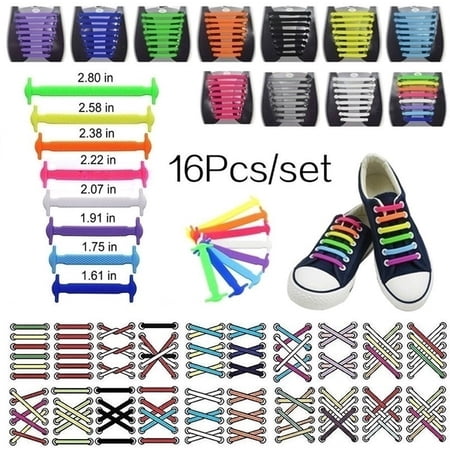 16Pcs/set Tieless Elastic Silicone No Tie Shoelaces Waterproof Rubber ...