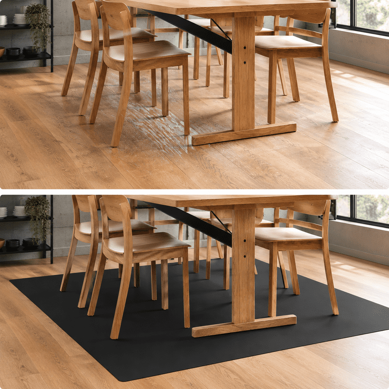 Black 4' x 6' Vinyl Floor Protector Mat for Home Kitchen and Dining ...