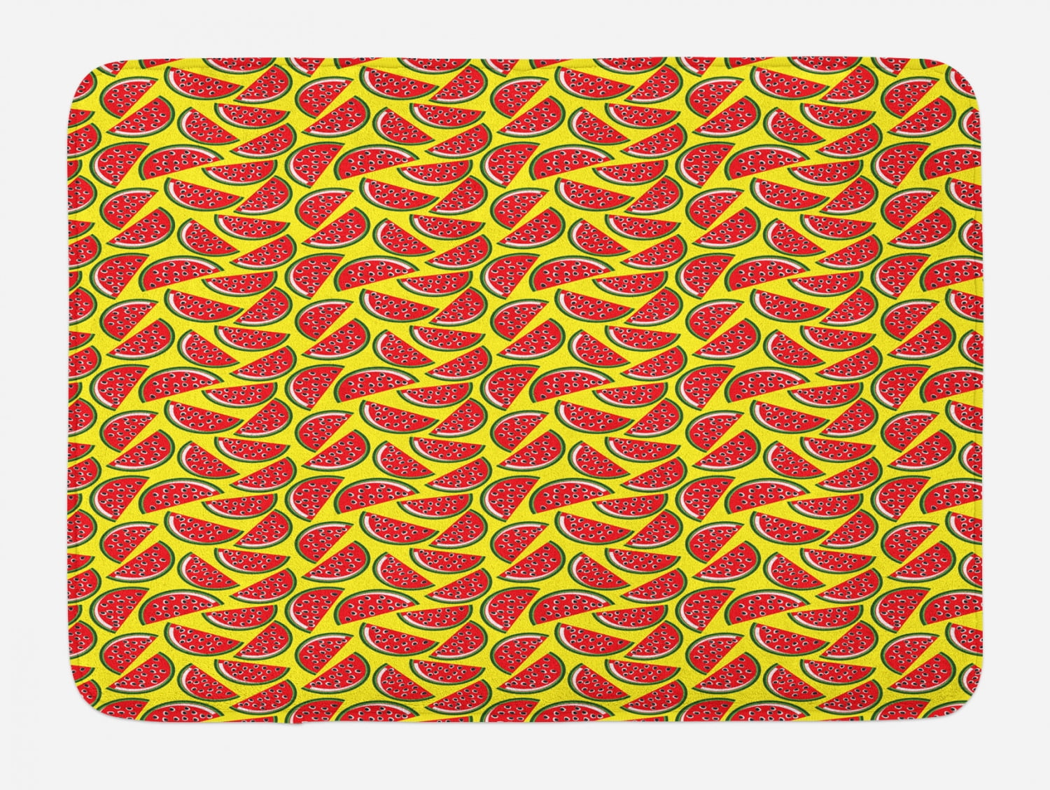 Watermelon Bath Mat, Vibrant Graphic Slices of Tasty Summer Fruit ...