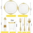 350pcs Clear and Gold Party Plates Set for 50 Guests - Includes 100 ...