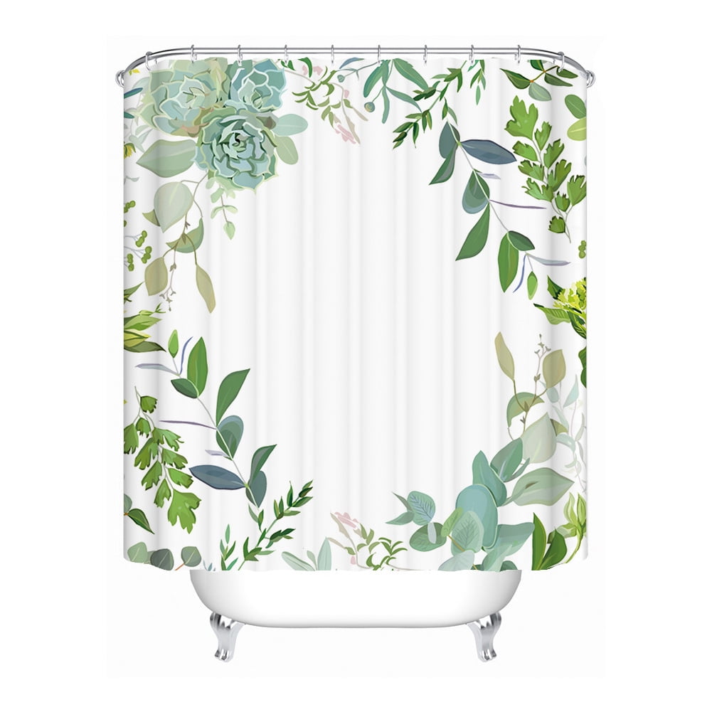 CSCHome Fresh Green Leaf Shower Curtain Botanical Shower Curtain 70 ...