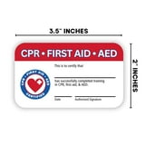 CPR and First Aid AED Certification Cards 5 pk 2.25x3.5 Plastic Wallet ...