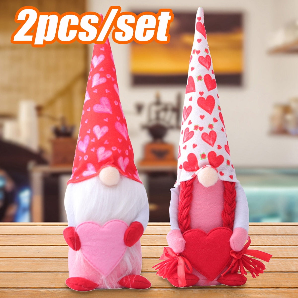 Vnanda 2Packs Valentine's Day Gnome Decorations Cute Soft Heart Red ...