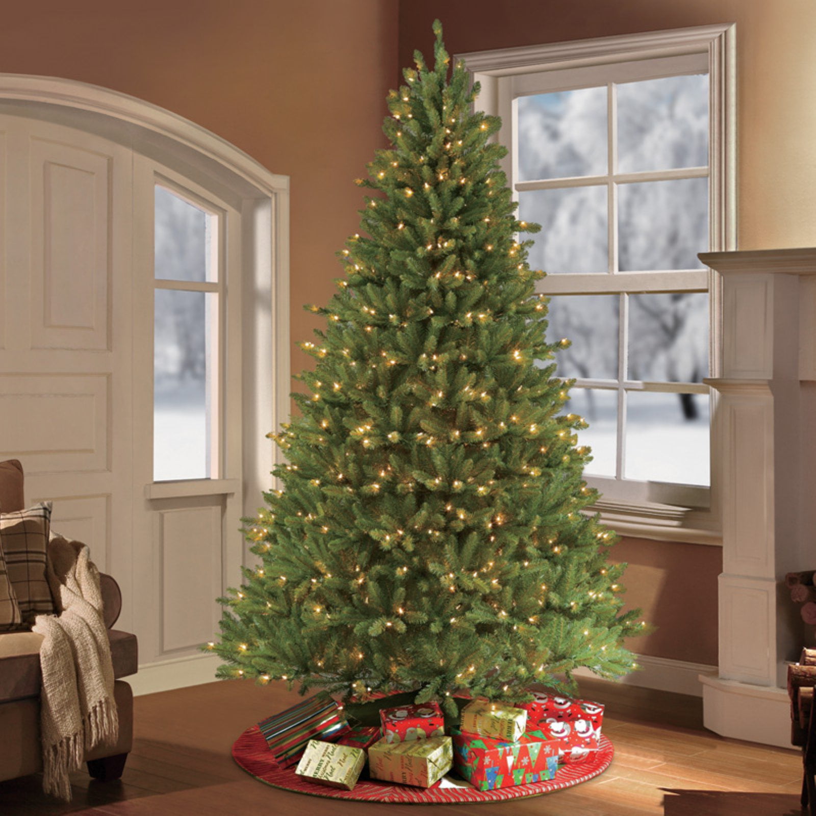 Puleo International 10 Pre-Lit Fraser Fir Artificial Christmas Tree ...