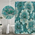 66x72 Inch Shower Curtains for Bathroom, Teal Blue Floral Boho Fabric ...