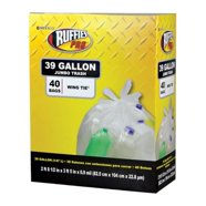 Ruffies Pro, Extra Large Wing Tie Clear Trash Bags, 33 Gallon, .75 Mil ...