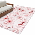 Area Rug for Living Room, Pink Flower Non-Slip Indoor Large Carpet for ...