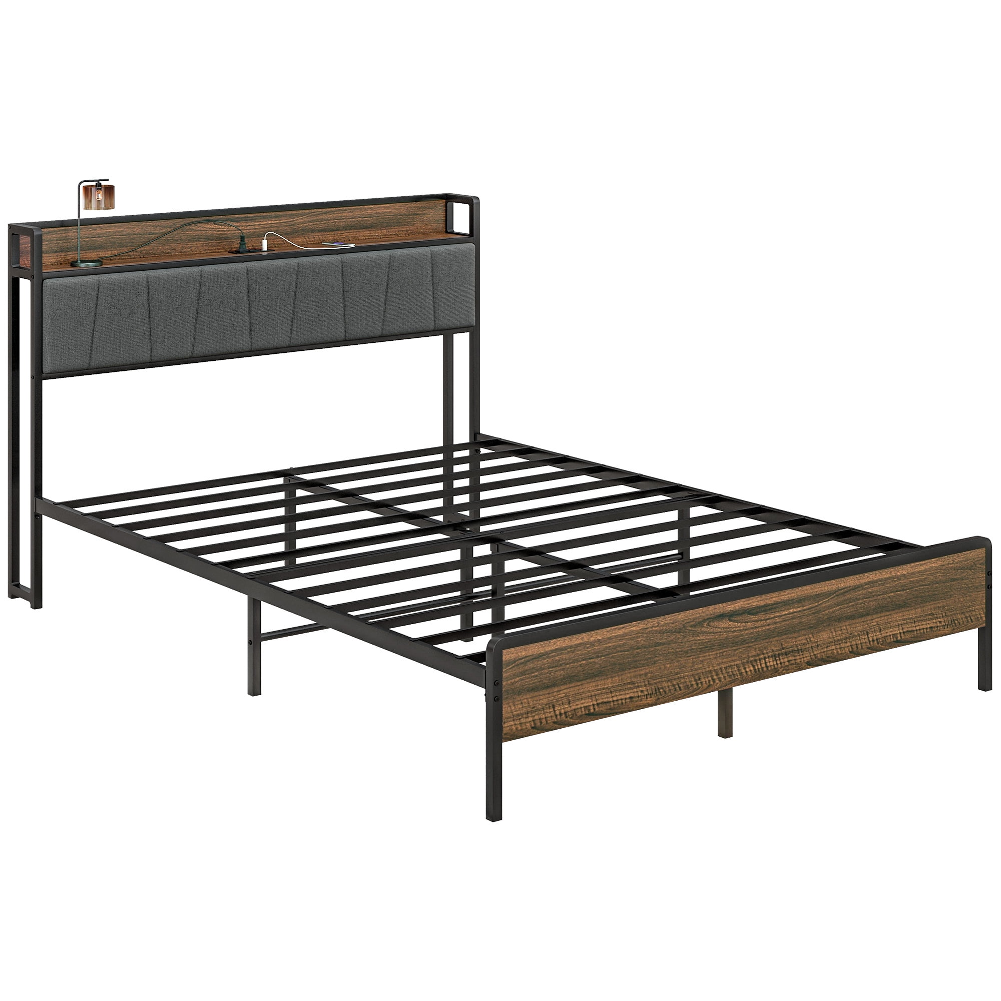 Click here for Homcom Queen Bed Frame Storage Headboard And Charg... prices
