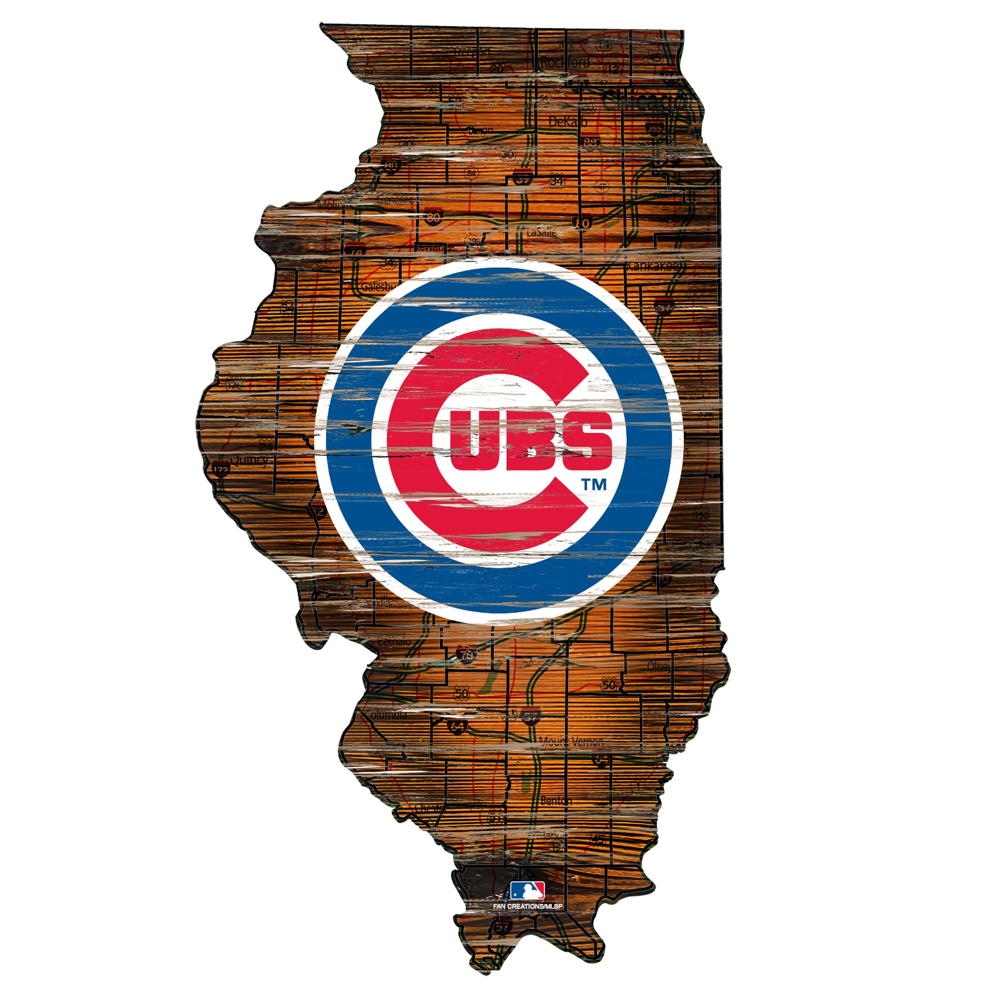 Chicago Cubs 12'' Road Map State Cutout Sign - Walmart.com