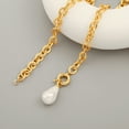 Aobei Pearl Dainty 18K Gold Plated Chunky Link Oval Chain Baroque Pearl ...