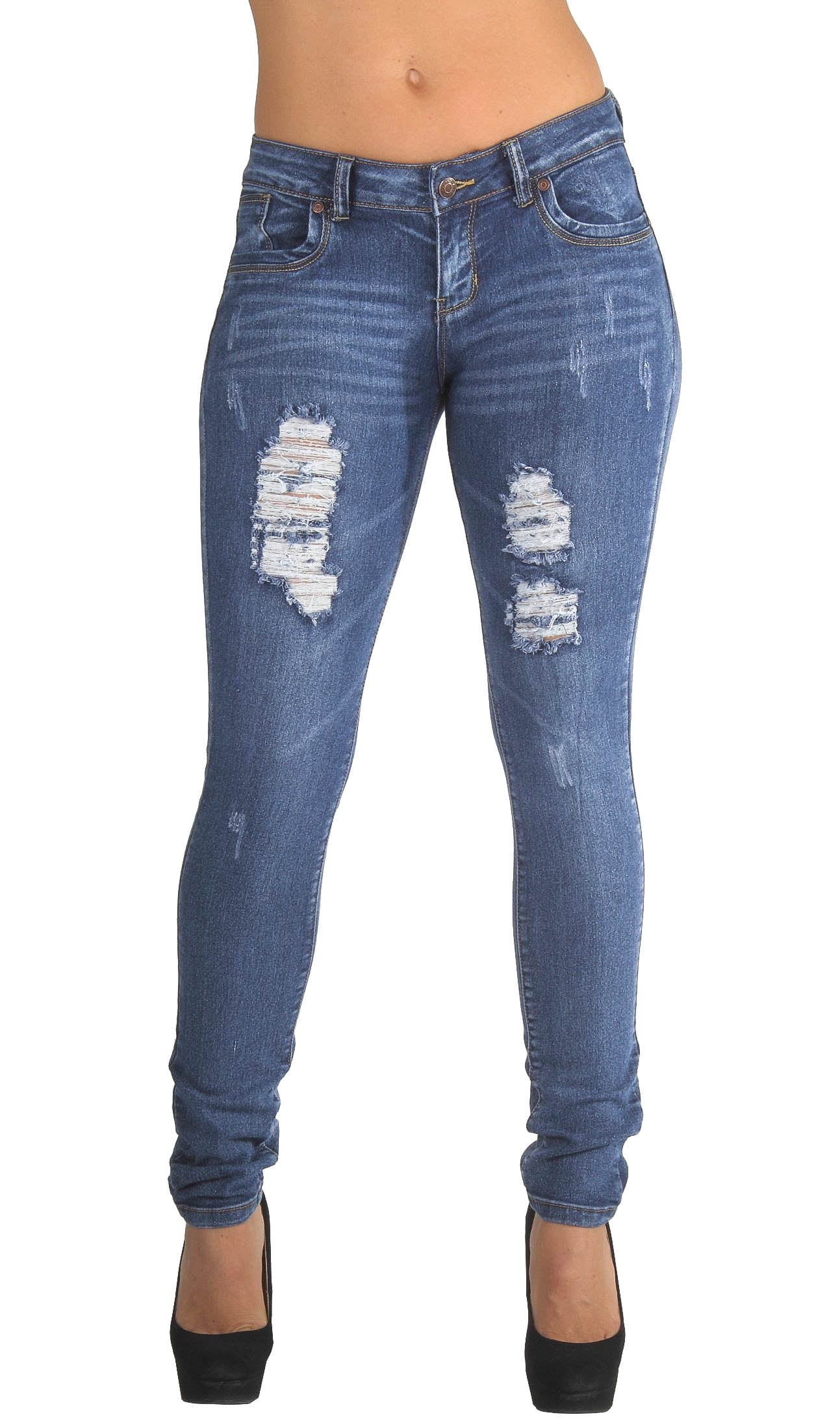 Fashion2Love Plus Size Classic Ripped Distressed Destroyed Skinny Jeans ...