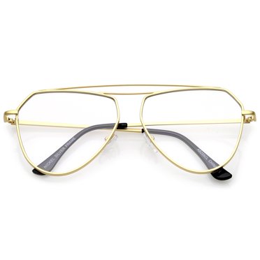 Classic Slim Metal Frame Clear Flat Lens Round Eyeglasses 52mm (Gold ...