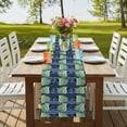 Blue Green Fish Burlap Cotton Table Runner 16x72 Inches Long, Animals ...