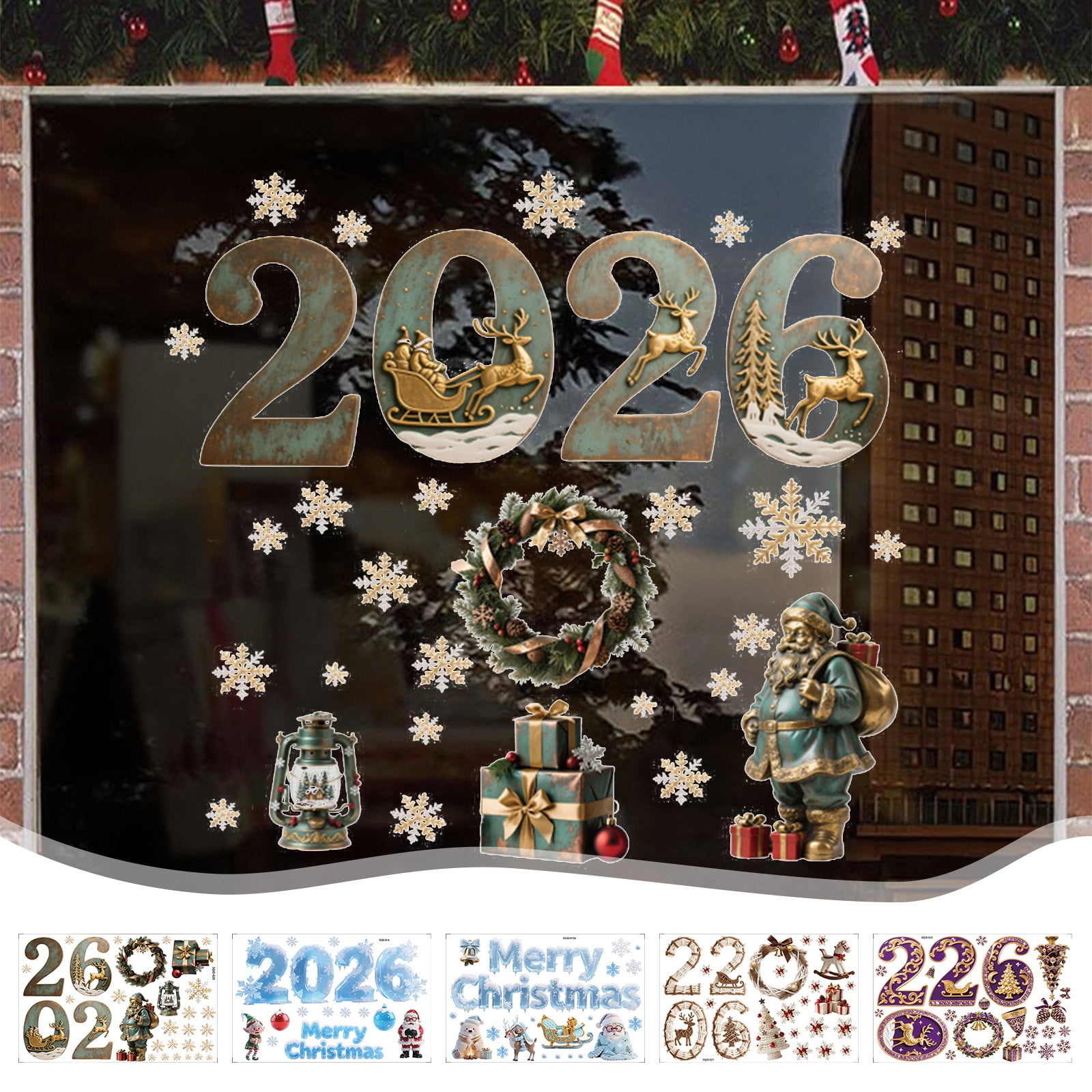 Pegatinas Digitales de Navidad 2026 para Ventanas de Centros ...