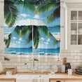 3 Pieces Swag Kitchen Curtains Set, Coastal Ocean Valance Swag & Small ...