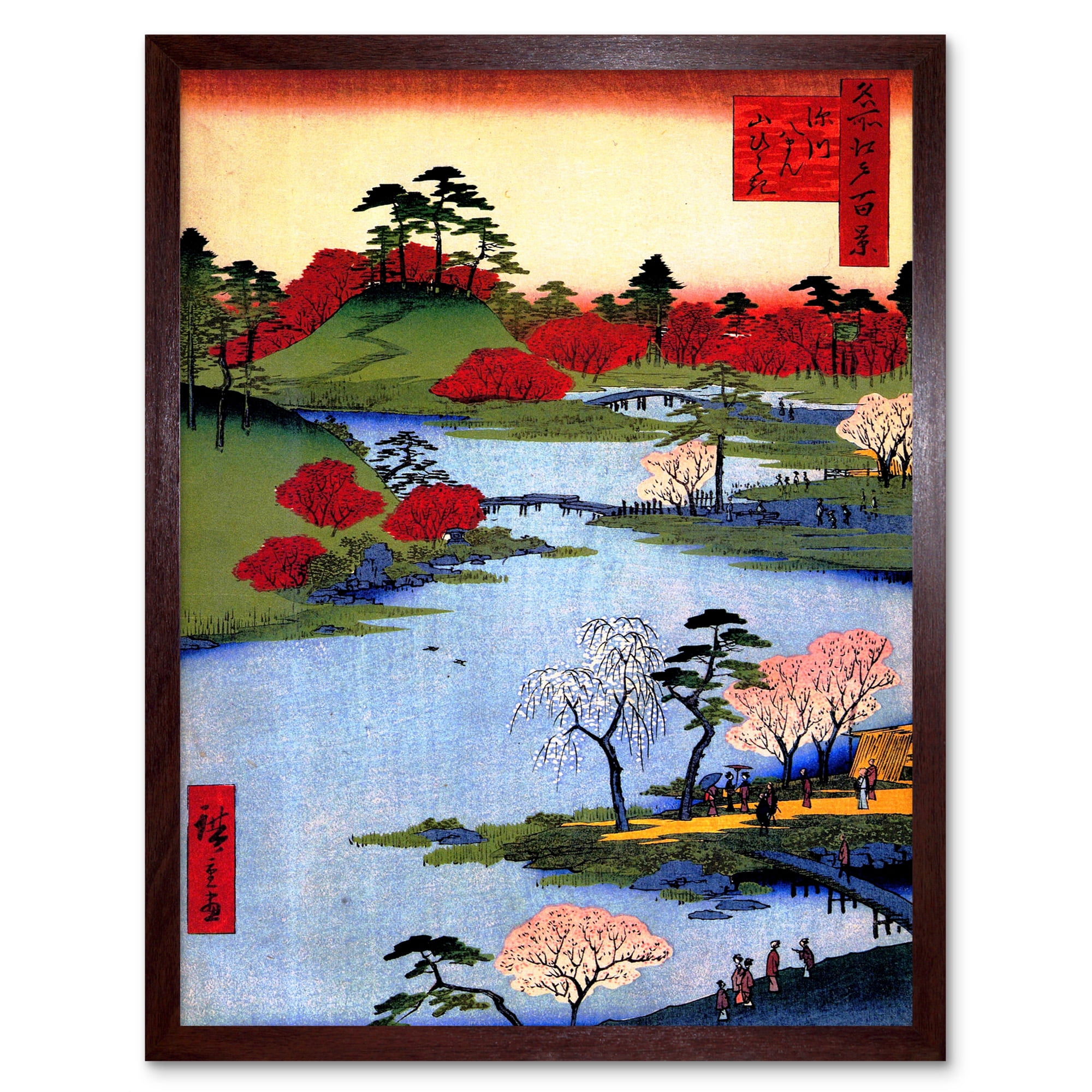 Utagawa Hiroshige Colourful Ukiyo-e Japanese Woodblock River Landscape ...