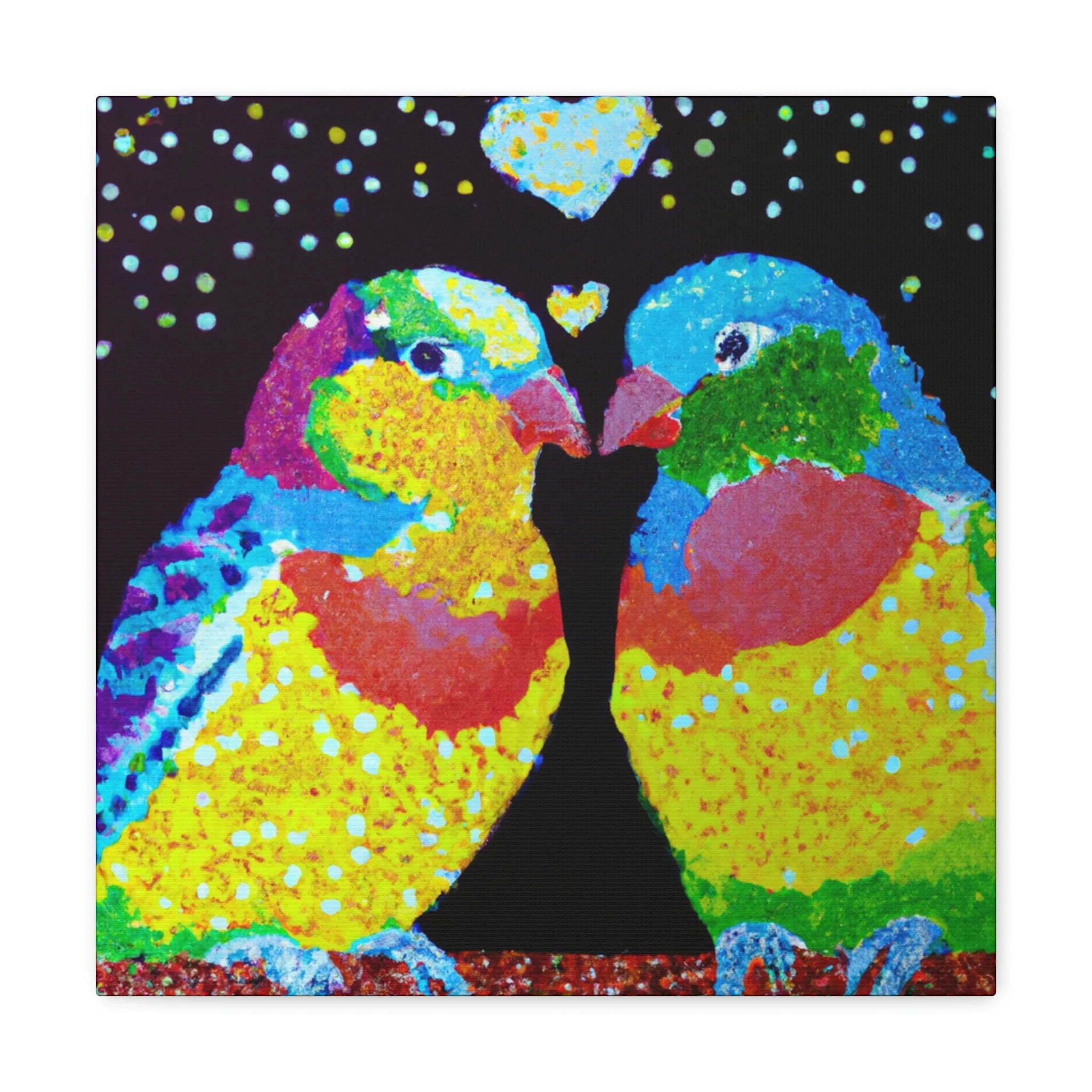Lovebirds in Pointillism - Canvas - Walmart.com