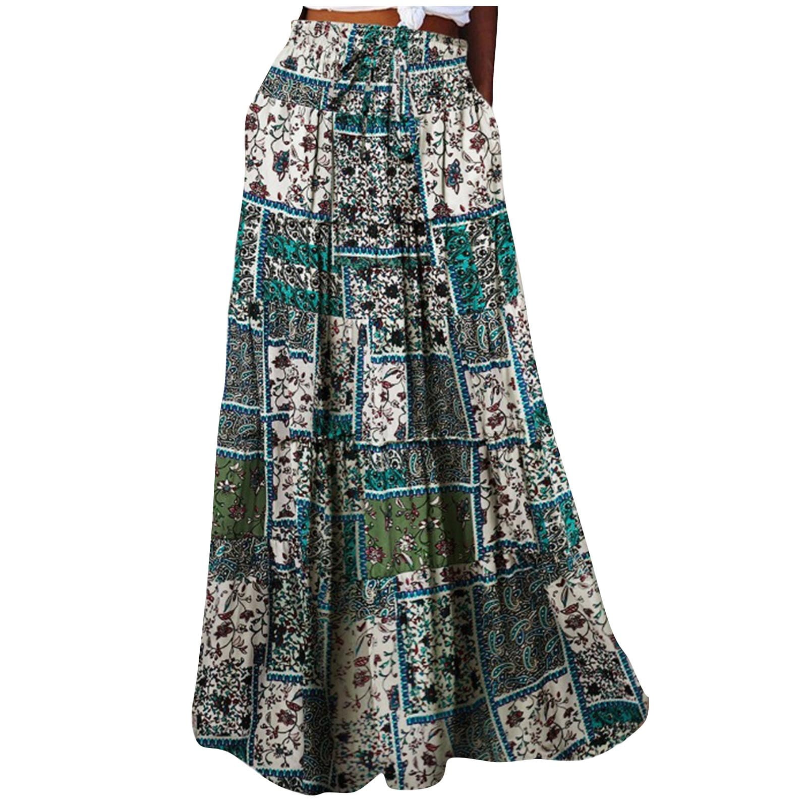 Click here for Pisexur Womens Boho Floral Skirt Casual Elastic Hi... prices