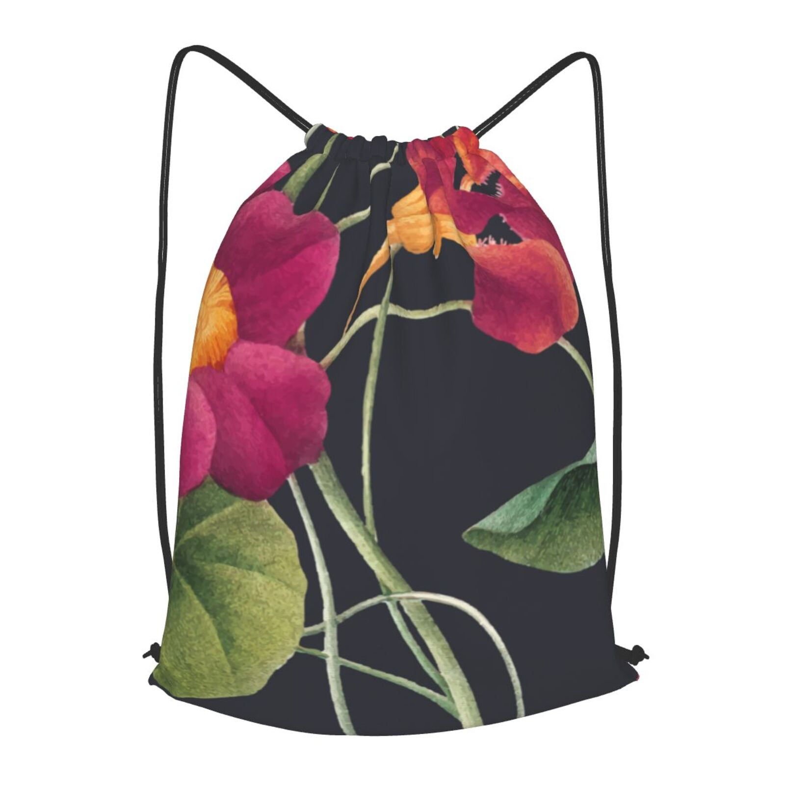 XMXT Waterproof Gym Bag, Realistic Watercolor Flowers Drawstring ...