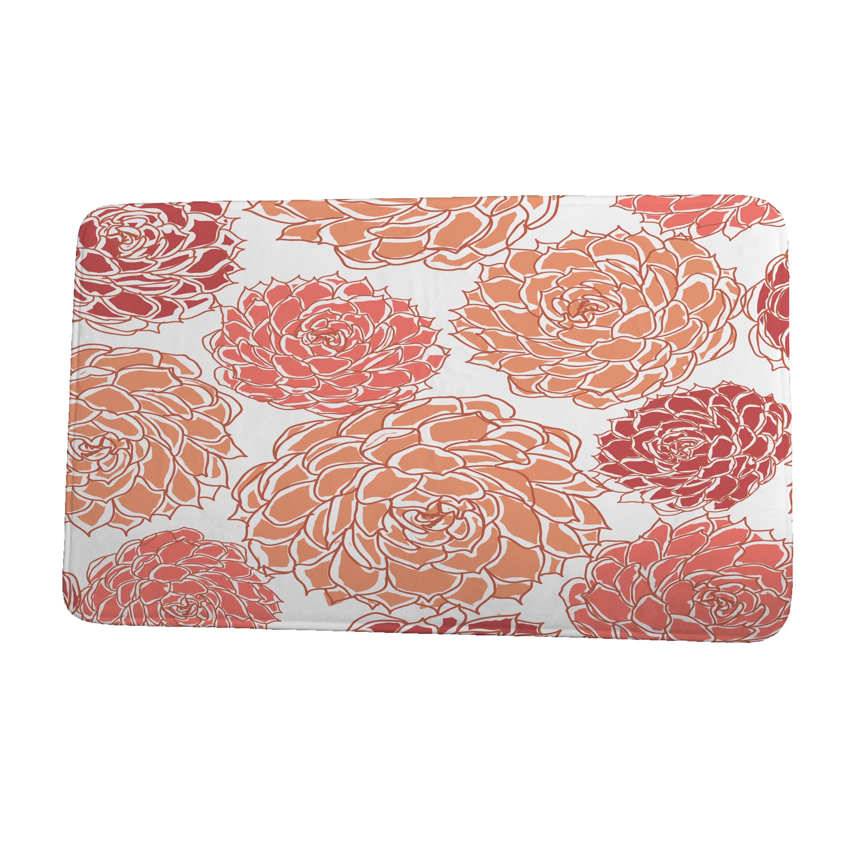Floral Frolic Olivia Coral Floral Print Bath Mat - Walmart.com
