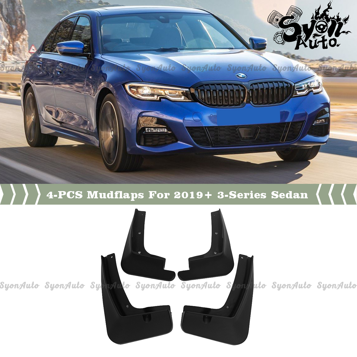 FITS 2019-2021 BMW G20 330i M340i DIRECT FIT PLASTIC 4PC MUD FLAP ...