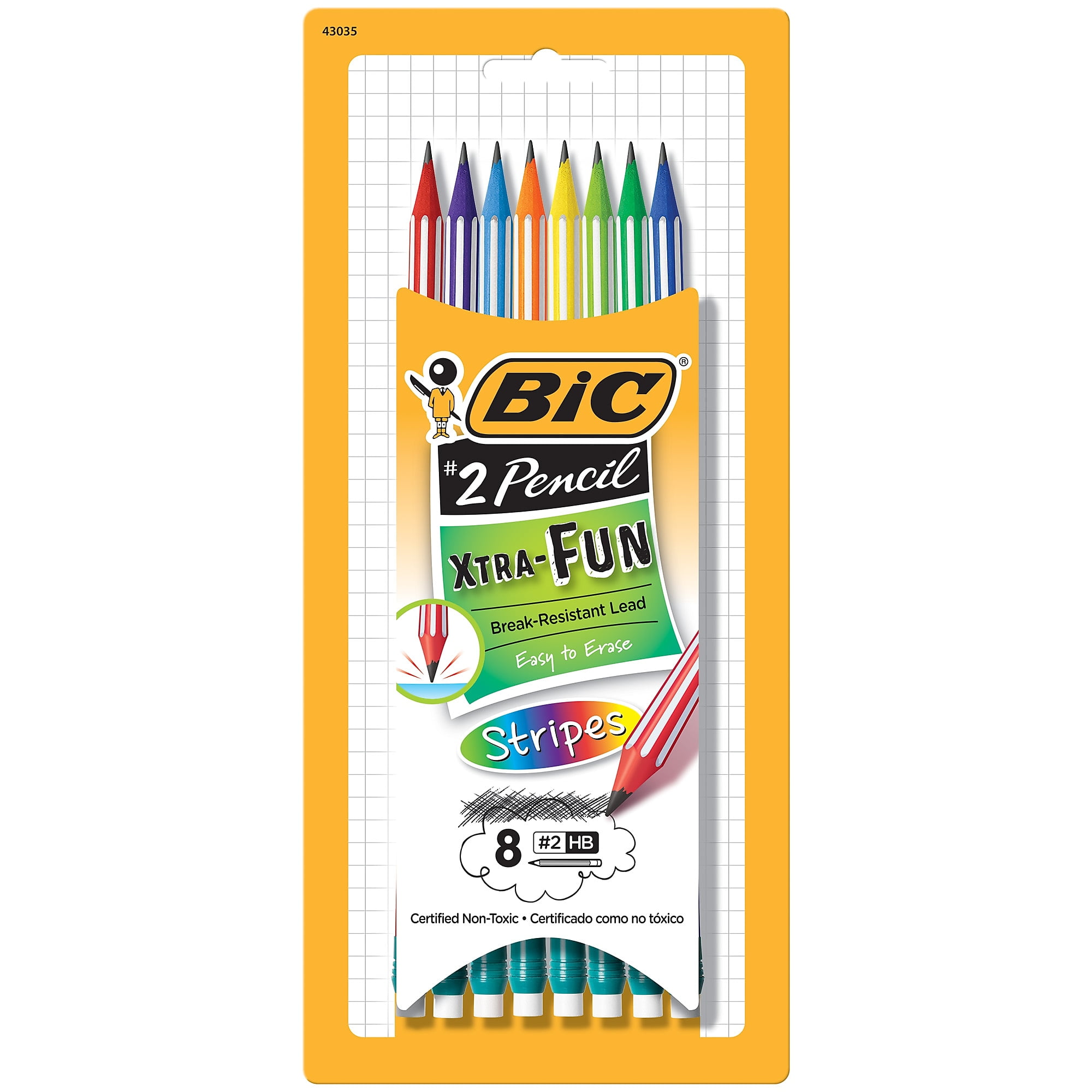 BIC #2 Pencil Xtra Fun Stripes Cased Pencil PGESP81-BLK - Walmart.com ...