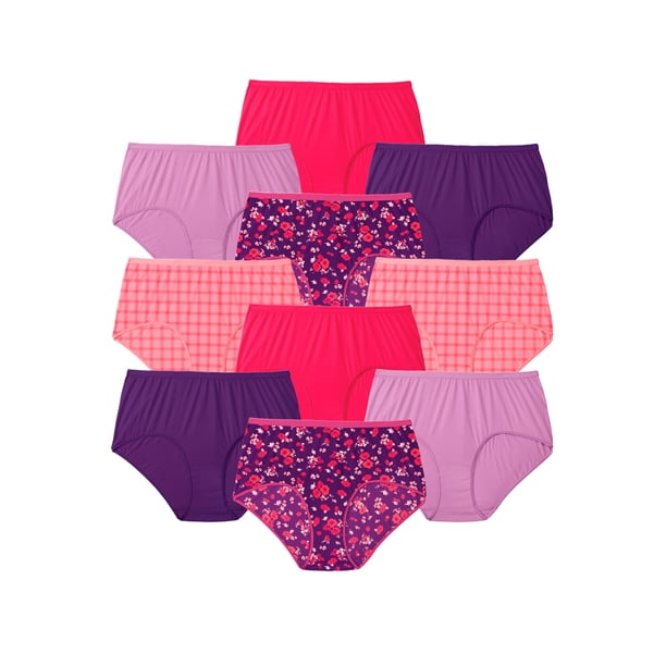 Comfort Choice Women's Plus Size 10-Pack Pure Cotton Full-Cut Brief ...