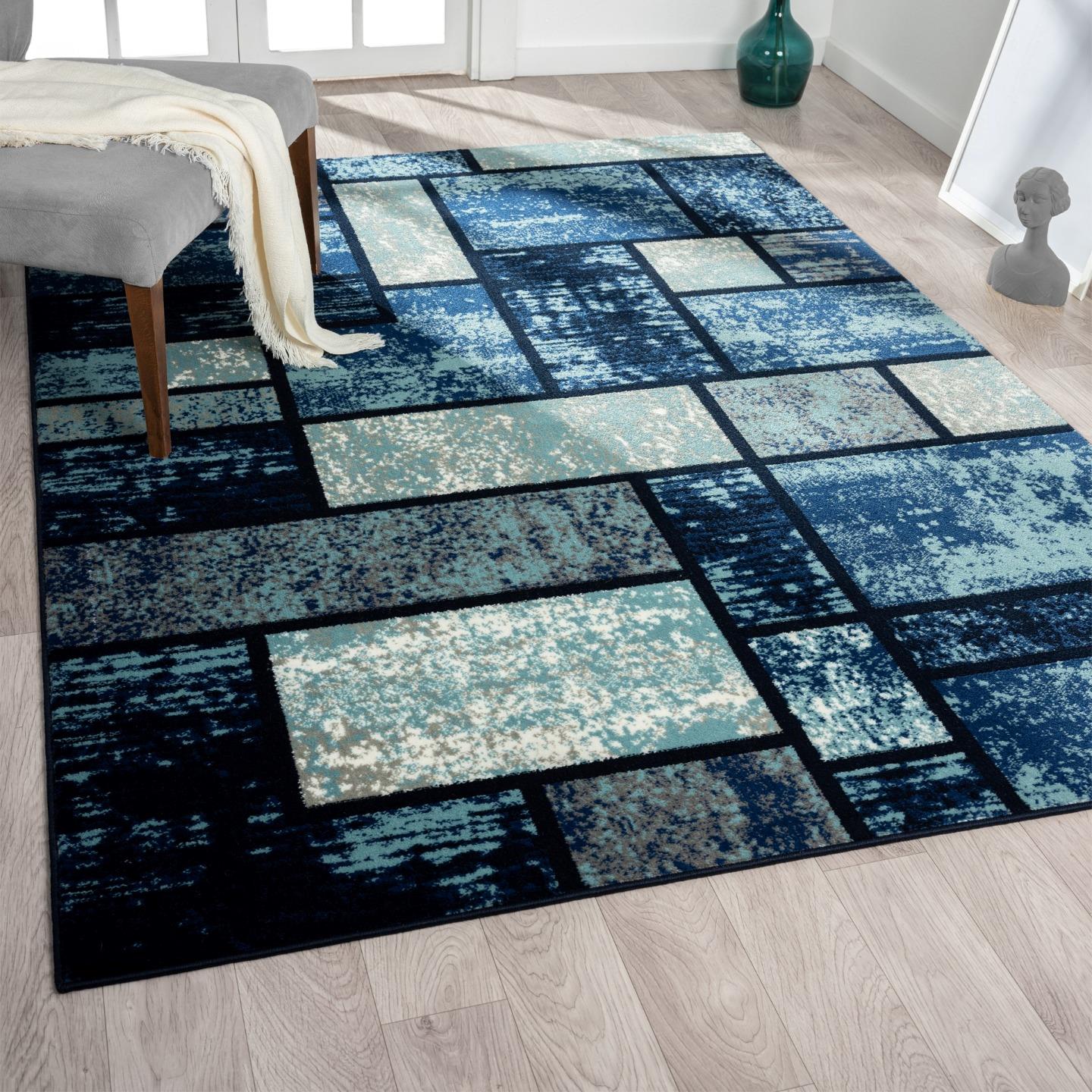 Luxe Weavers 1007 Navy Geometric Modern Area Rug 2x3 - Walmart.com