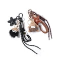 Cute Elf Fur Pom-Pom Keychain, Handmade Woven Charm with Star Pendant ...