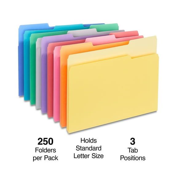 Staples Manila File Folders, Letter Size, 1/3 Cut Tab, Bulk Pack ...