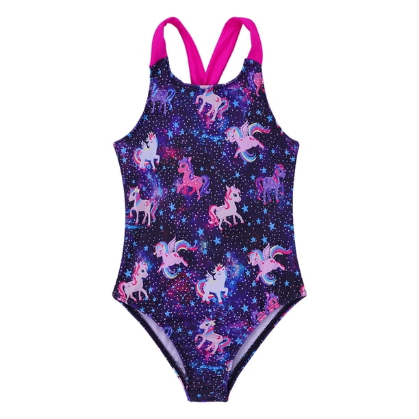 MSEMIS Girls Mermaid One Piece Swimsuit Kids Ruffle Bathing Suits with ...