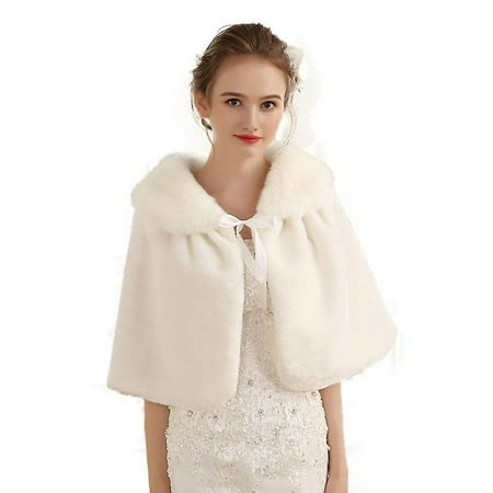 Bridal Winter Classic Faux Fur Capelets Soft Wedding Shoulder Cape ...