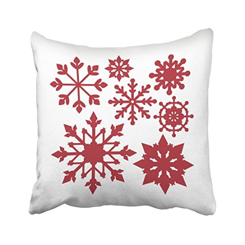 WinHome Christmas Red Snowflakes Pattern Decorative Pillow Cover With ...
