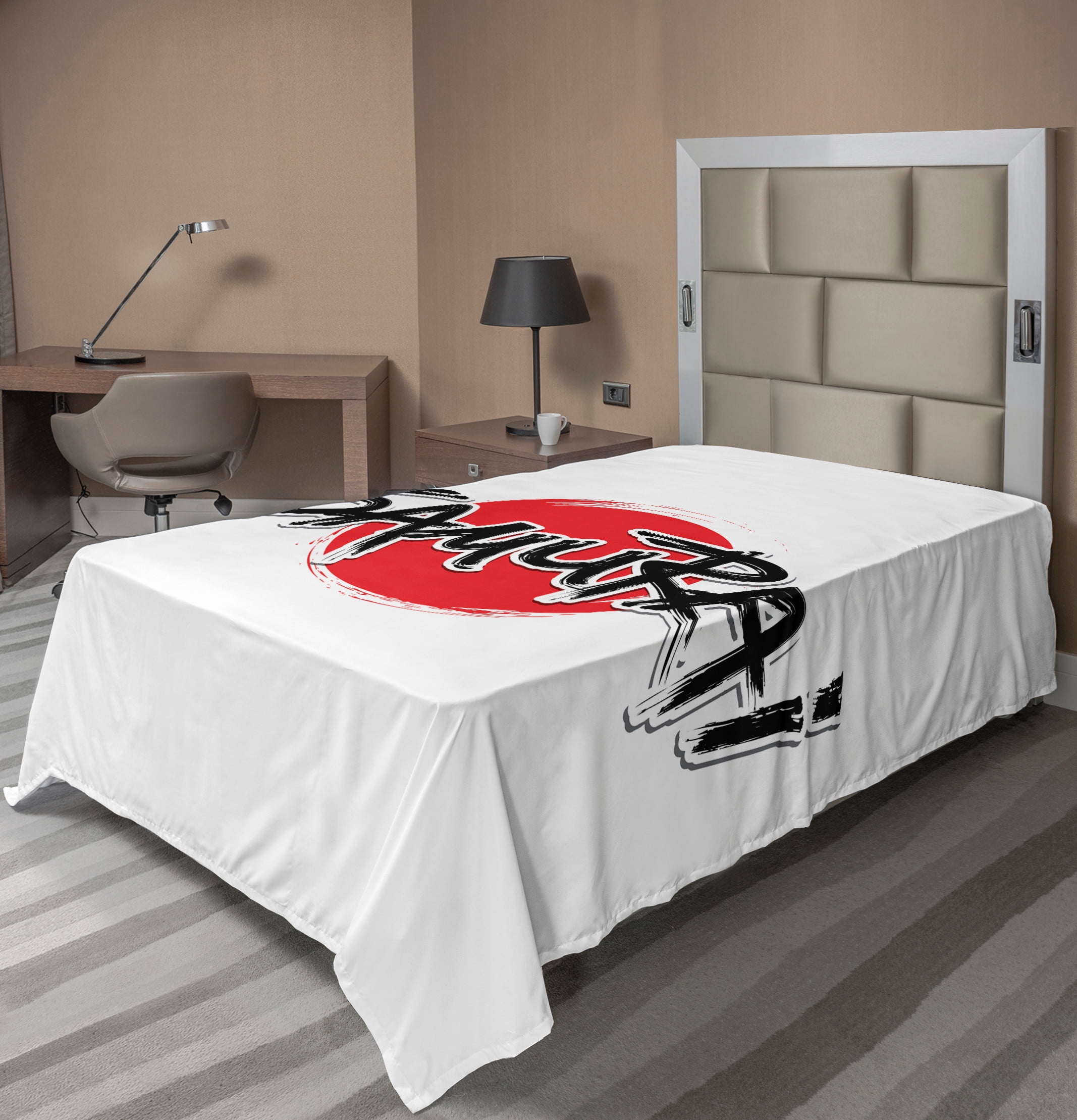 Japanese Flat Sheet, Samurai Lettering over Sun Emperor Man Power ...