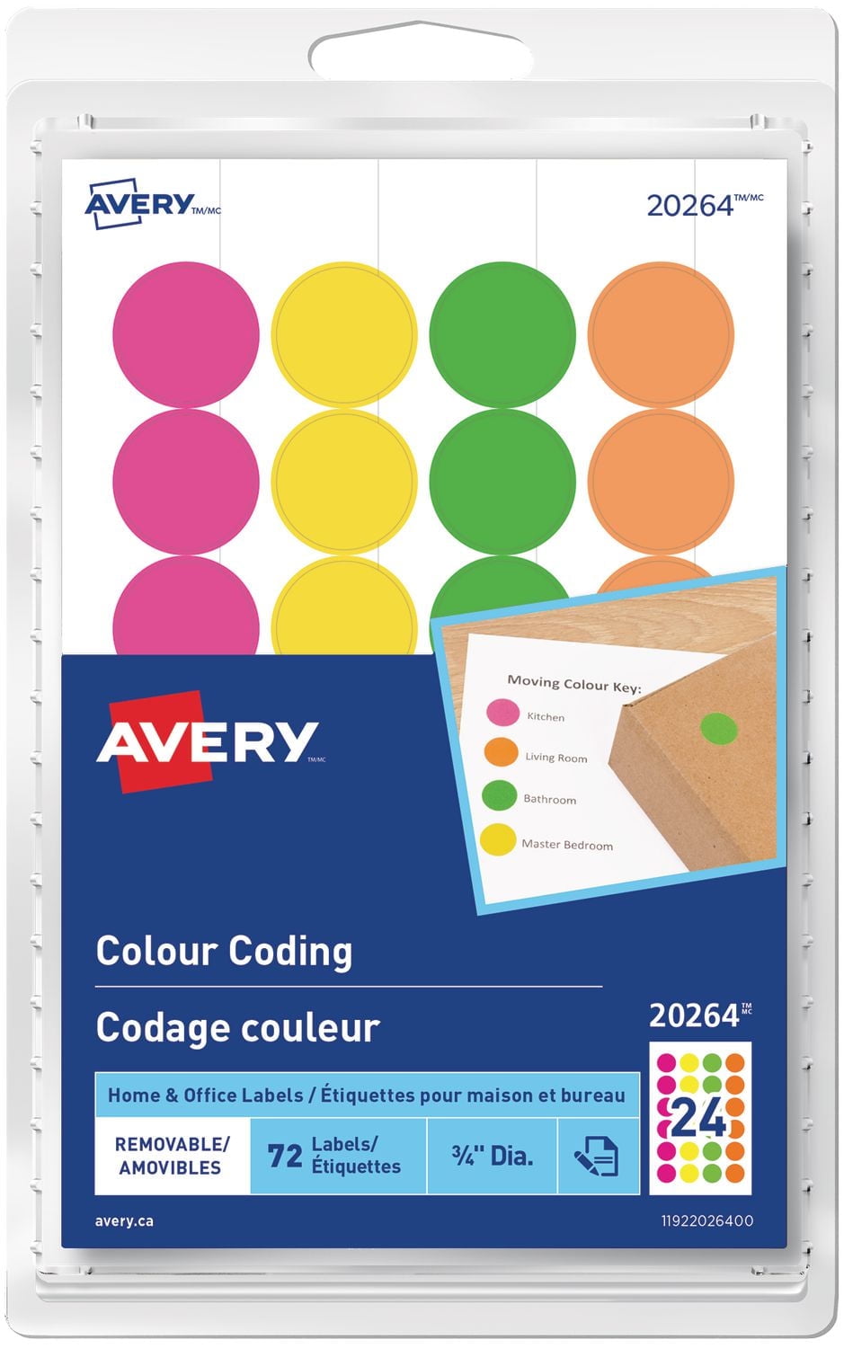 Avery Removable Assorted Fluorescent Colour Coding Dots Labels - 20264 ...